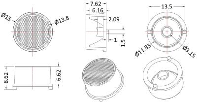 China High Transmittance High Power Φ21.8mm Size 6 types Light Distribution For Billboard and other area for sale