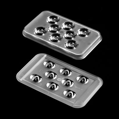 China Lente 8 em 1 de 124x75mm para LEDs 7070, Ângulos de feixe de 30°/55°/T3M, Lente de iluminação pública de alta eficiência for sale