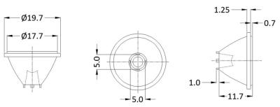 China PC/PMMA Material Φ19.7mm Size Precision Dimensions High Transmittance Single Lens For Brighten for sale