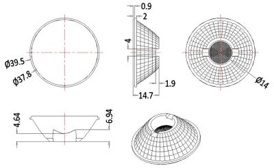 Cina 25°/38° Disponibile Lente per Illuminazione Interna COB ad Alta Trasmittanza in vendita