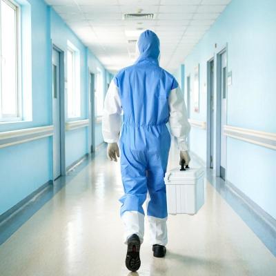 China CE Category III Certified Type 5/6 Protective Coverall with Breathable SMS Back Panel for Enhanced Safety for sale