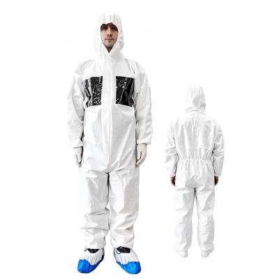 China Industrial-Grade SMS Non-woven Protective Coverall with Dosimeter Viewing Window and Type 5/6 Protection for sale