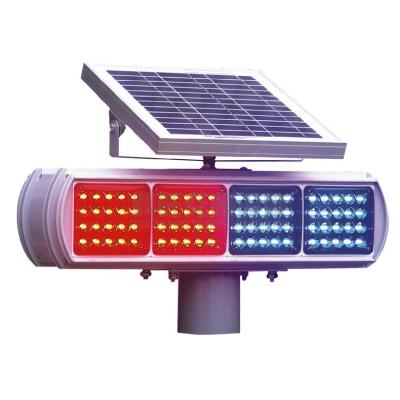 Cina Lampeggiante solare su due lati rosso e blu della luce stroboscopica di avvertimento di traffico LED lampeggiante di traffico in vendita
