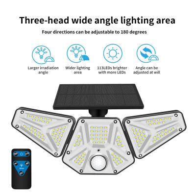 China Zonnelicht|LEIDENE waterdichte drie-hoofd multi-hoekverlichting|1.5w monocrystalline siliciumzonnepaneel|2200mah batterij|plr Te koop