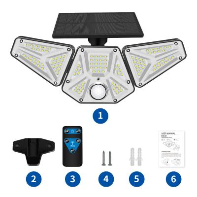 China Zonnelicht|LEIDENE waterdichte drie-hoofd multi-hoekverlichting|1.5w monocrystalline siliciumzonnepaneel|2200mah batterij|plr Te koop