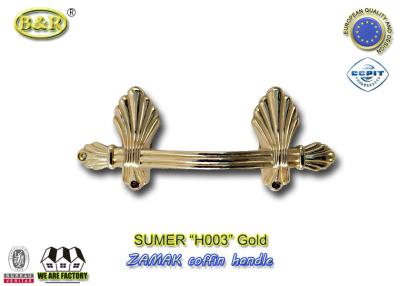 China European style zamak metal casket handle fitting H003 size 22.5*10.5cm color gold zinc alloy handle for sale