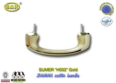 China European Style Zamak Coffin Handles H002 gold color 17.5*6.3cm bolt install metal coffin hardware for sale