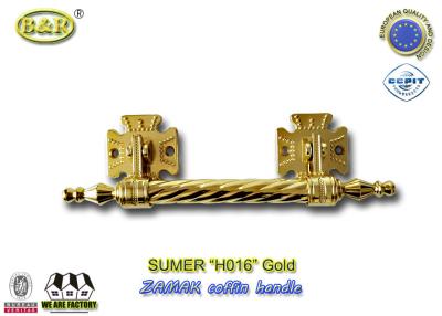 China Dia. 20mm zinc alloy coffin handle H016 zamak coffin bar gold color Italy quality size 12.5*10 cm for sale