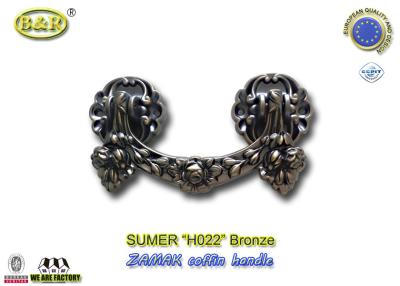 China Zamak metal coffin hardware handle H022 high polished Bronze color zinc alloy coffin handle size 20.5*11.5cm for sale