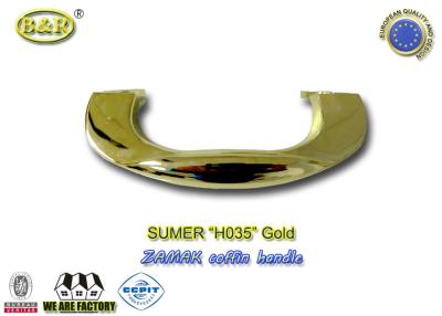 China Gold color Zinc Metal Coffin Handles Coffin Hardware H035 zamak coffin handle size 21*7.5 cm for sale