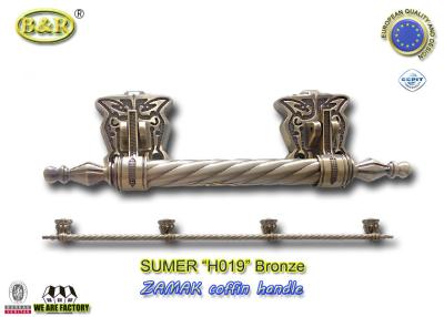 China metal coffin bar H019  amak Metal Coffin Handles With Steel Bar 30 x 9.5 cm antique bronze color for sale