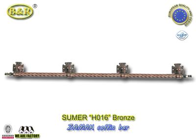 China H016 Zamak Coffin Handle Metal Long Bar Coffin Hardware 1.55meter With 4 Base for sale