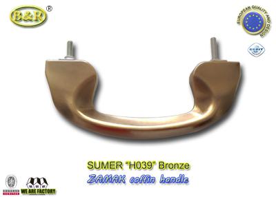 China 20*7.5 cm size Italian European Style Metal Coffin Handles H039 In Zamak funeral accessory hardware color Old Bronze for sale