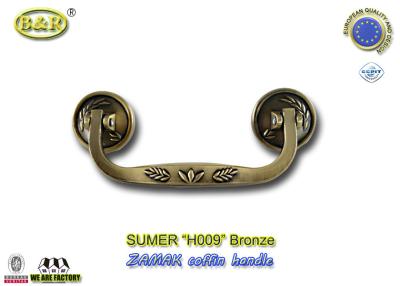 China High Performance Zamak Metal Coffin Handles size 19*7cm Rod H009 antique bronze color for sale