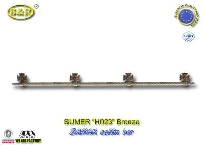 China Metal Coffin Bar Ref H023 Zamak Coffin Long Bar Metal Herrajes De Ataudes 1.55 Meter With 4 Bases for sale