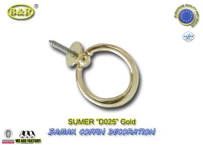 China zamak ring with screw for coffin decoration D025 gold color metal screw dia.4cm for sale