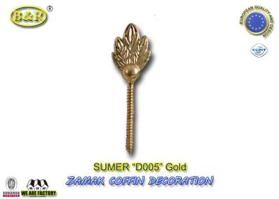 China metal Coffin Screw funeral accessoires D005 gold color leaf shape 2.6*9cm coffin decoration for sale