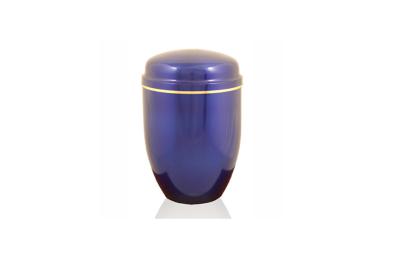 China Steel funeral urns for human ashes shining blue color H 24.8cm Dia 16.5cm for sale