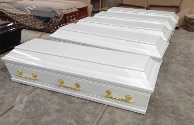 China White Greece Wooden Coffins With Lining And Lid Lining 200x49 / 65/43x52cm for sale