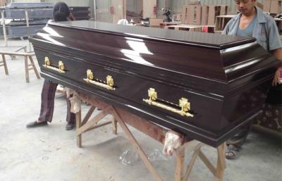 China Black Walnut Color Wooden Coffins European Style Exterior Polyester Paint for sale