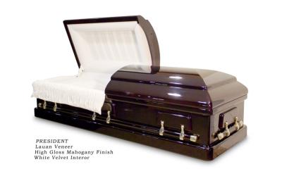 China High gloss black american style wooden casket , MDF with veneer for sale