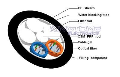 China G.652D 2 Core 24 Core Fiber Optic Network Cable GYFTY53 with PE sheath in Black for sale