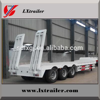 China Gooseneck low bed semitrailer truck 3 axles with ramp on sale for sale