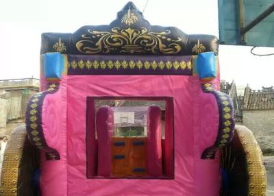 Cina Castello di salto gonfiabile della retro Camera di rimbalzo di rosa della tela cerata del PVC con 4 ruote in vendita