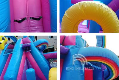 Cina Camere gonfiabili di rimbalzo dell'acqua dell'arcobaleno di principessa Pink Giant Jumping dello scorrevole di Unicorn Bouncy Castle With Water dei bambini in vendita
