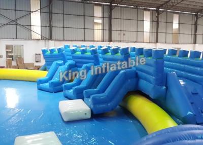 China Giant Inflatable Water park Suit with White Shark Water Slide and float toys for sale