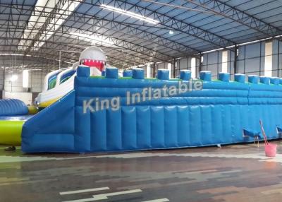 China Giant Inflatable Water park Suit with White Shark Water Slide and float toys for sale