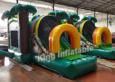 Cina Il piccolo castello gonfiabile dei buttafuori del PVC stampato verde scherza il campo da giuoco ignifugo in vendita
