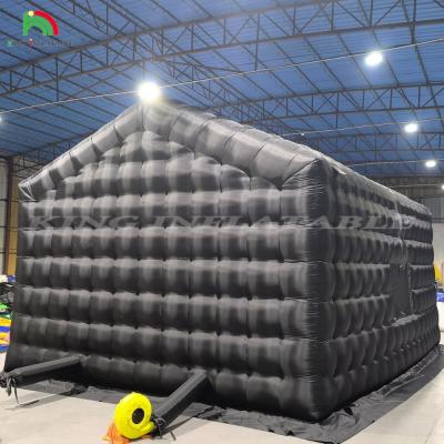 China Portable Large Party Tent House Black LED Light Disco Bar Inflatable Cube Tent for sale