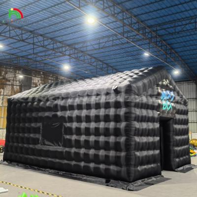 China Portable Large Party Tent House Black LED Light Disco Bar Inflatable Cube Tent for sale