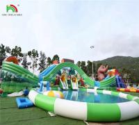China Inflatable Ground Water Park Inflatable Slide With Three Pool for sale
