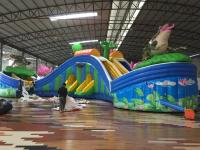 China Inflatable Ground Water Park Inflatable Slide With Three Pool for sale