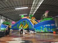 China Inflatable Ground Water Park Inflatable Slide With Three Pool for sale