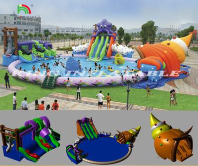Cina Grande parco acquatico gonfiabile con scivolo acquatico e piscina in vendita