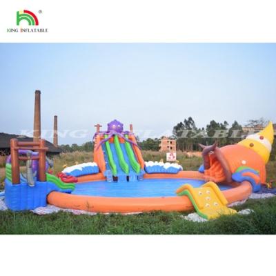 Cina Grande parco acquatico gonfiabile con scivolo acquatico e piscina in vendita