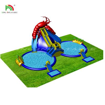 Cina Parco acquatico gonfiabile su misura Parco acquatico galleggiante gonfiabile commerciale con scivolo e piscina in vendita