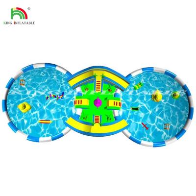 China Deslizamiento de agua inflable con parque de la piscina Juegos de parque acuático de la tierra inflable en venta