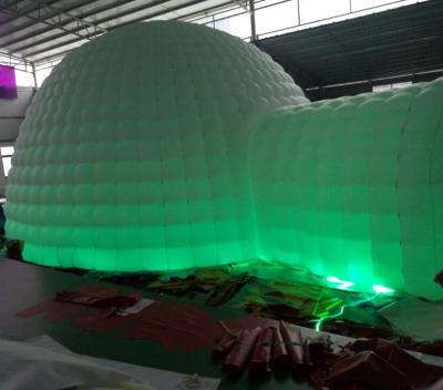 China New Design Outdoor Giant Igloo LED Inflatable Dome Tent with 2 Tunnel Entrance Event for Party for sale