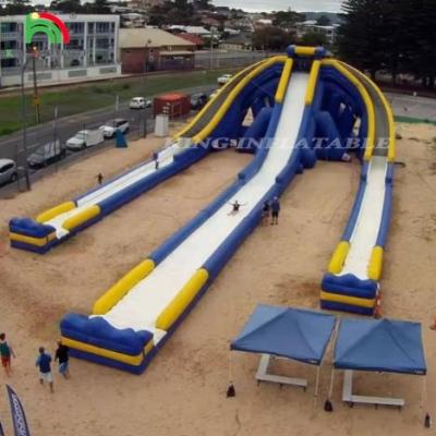 China Hoogwaardige aanpassing 3 rijstroken opblaasbare waterslide Te koop