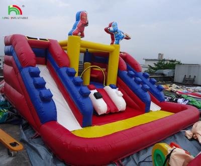 Cina Popolari scivoli d'acqua gonfiabili commerciali con piscina Scivoli d'acqua gonfiabili a doppia corsia per bambini e adulti in vendita