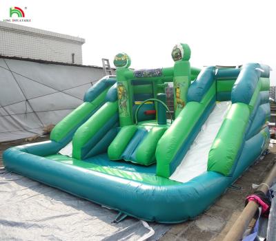 Cina Scivolo d'acqua commerciale gonfiabile per bambini esterno scivolo d'acqua a doppia corsia casa rimbalzo scivolo d'acqua gonfiabile con piscina in vendita