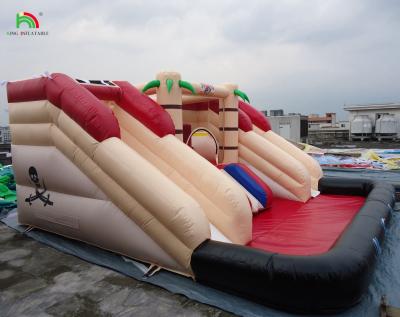 China Custom opblaasbare uitsmijter Combo kasteel Droog en nat Combo Dubbele baan opblaasbare waterslide met zwembad Te koop