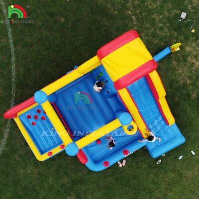 China Opblaasbare obstakelbaan Bounce House Kasteel met glijbanen Bounce Area en Obstakels Klimmen met Blower Te koop