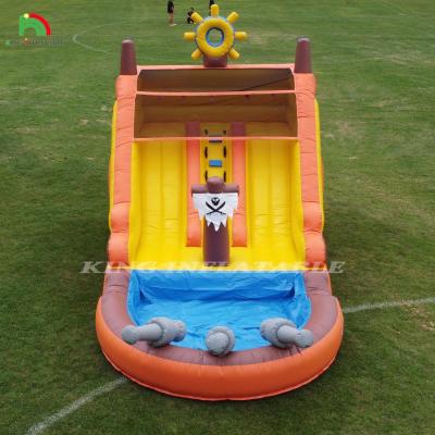 中国 商業用 双車線 プール付き 充気式 水上スライド 子供用 水上スライド 充気式 販売のため