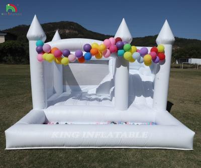 China 13x13x10ft commercieel witte springhuis grote springer springopblaasbaar kasteel voor kinderen volwassenen met glijbaan en balput Te koop