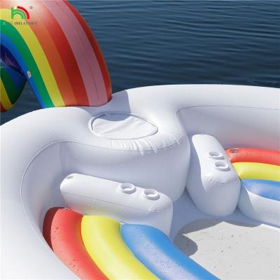 Cina 6 Persone Inflatabile Peacock Acqua Monte Mare Lago Piscina Galleggiante Giocattolo Acqua Gigante Unicorn Flamingo Inflatabile Letto Galleggiante Per Festa Acqua in vendita